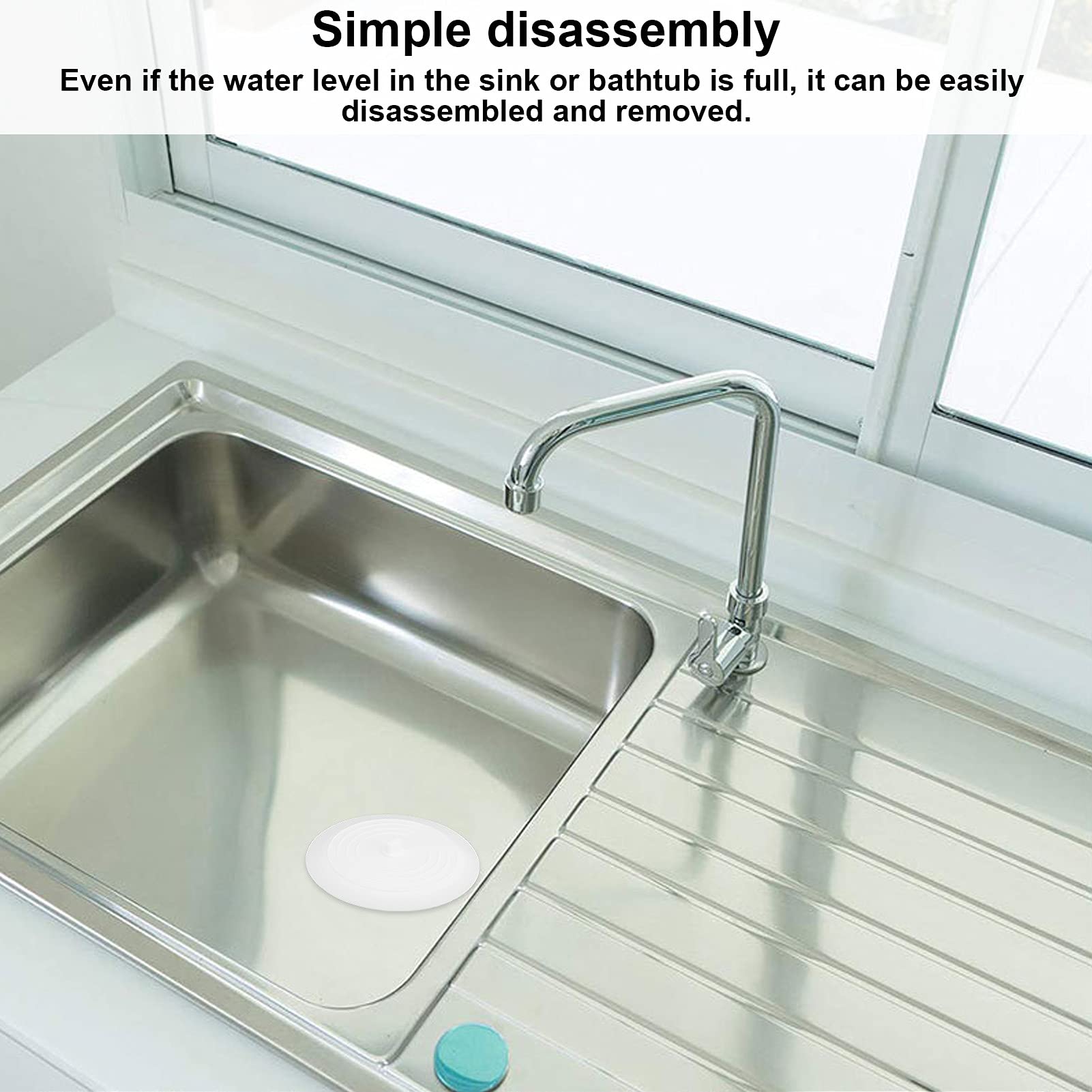 Silicone Bathtub Drain Stopper Plug, Sink Plugs Sewer Plugging LongLasting Convenient Floor Drain Sink Water Plug Cover for Bathroom Kitchen(White)