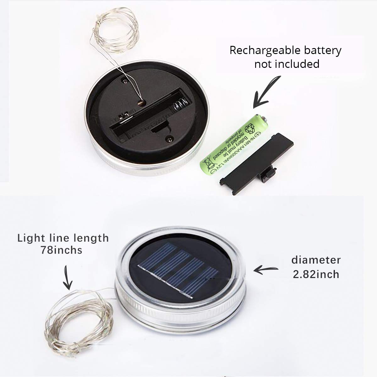 Casabits Decor Solar Mason Jar Lights, 2 Pack 10 LED Warm White - Hanging Solar Garden Lights - Solar LED Outdoor Lights for Patio or Garden β Beautiful Decorative Lights β Hanging Solar Garden Lights