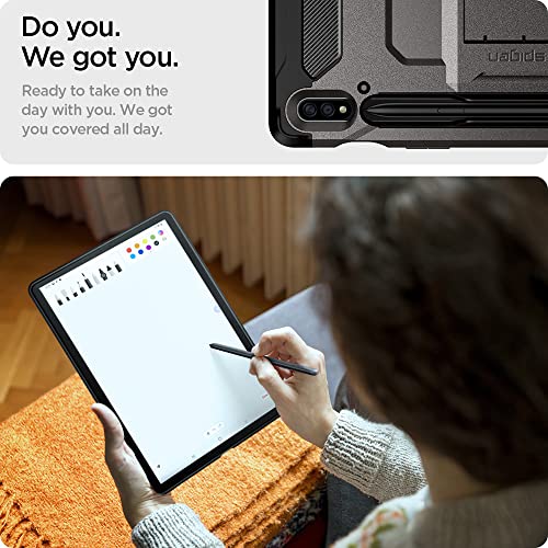 Spigen Tough Armor Pro Designed for Galaxy Tab S8 Case (2022) / Galaxy Tab S7 Case (2020) with S Pen Holder - Gunmetal