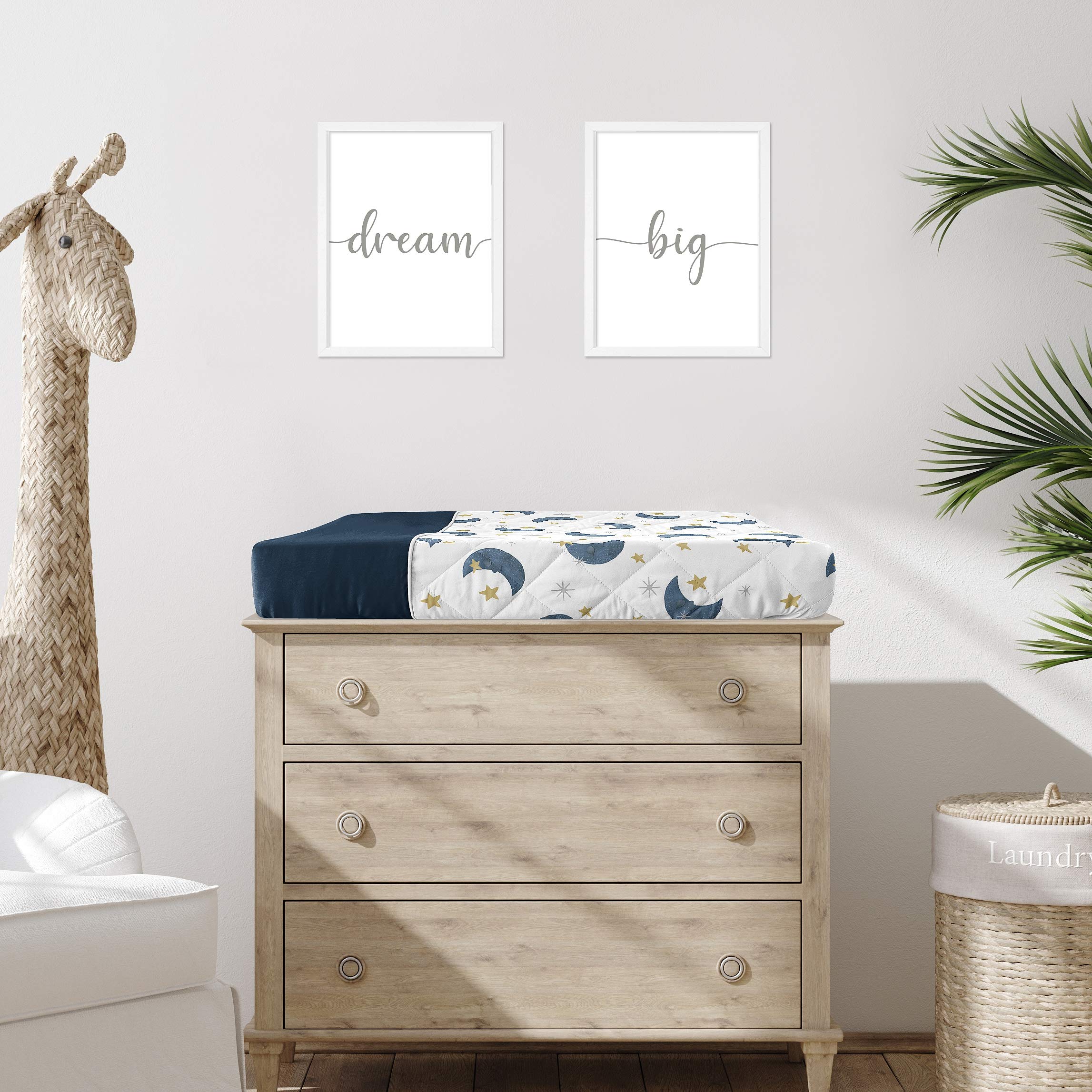 Sweet Jojo Designs Moon and Star Boy or Girl Baby Nursery Changing Pad Cover - Navy Blue and Gold Watercolor Celestial Sky