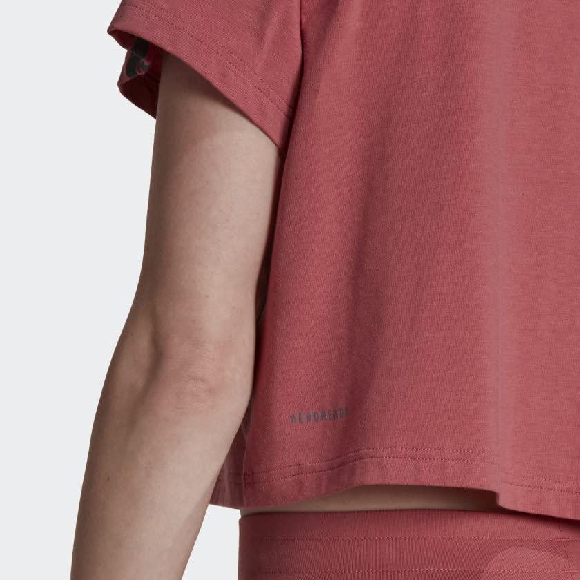 adidas Women's AEROREADY Cotton-Touch Cropped Sport Tee, Wonder Red, Large