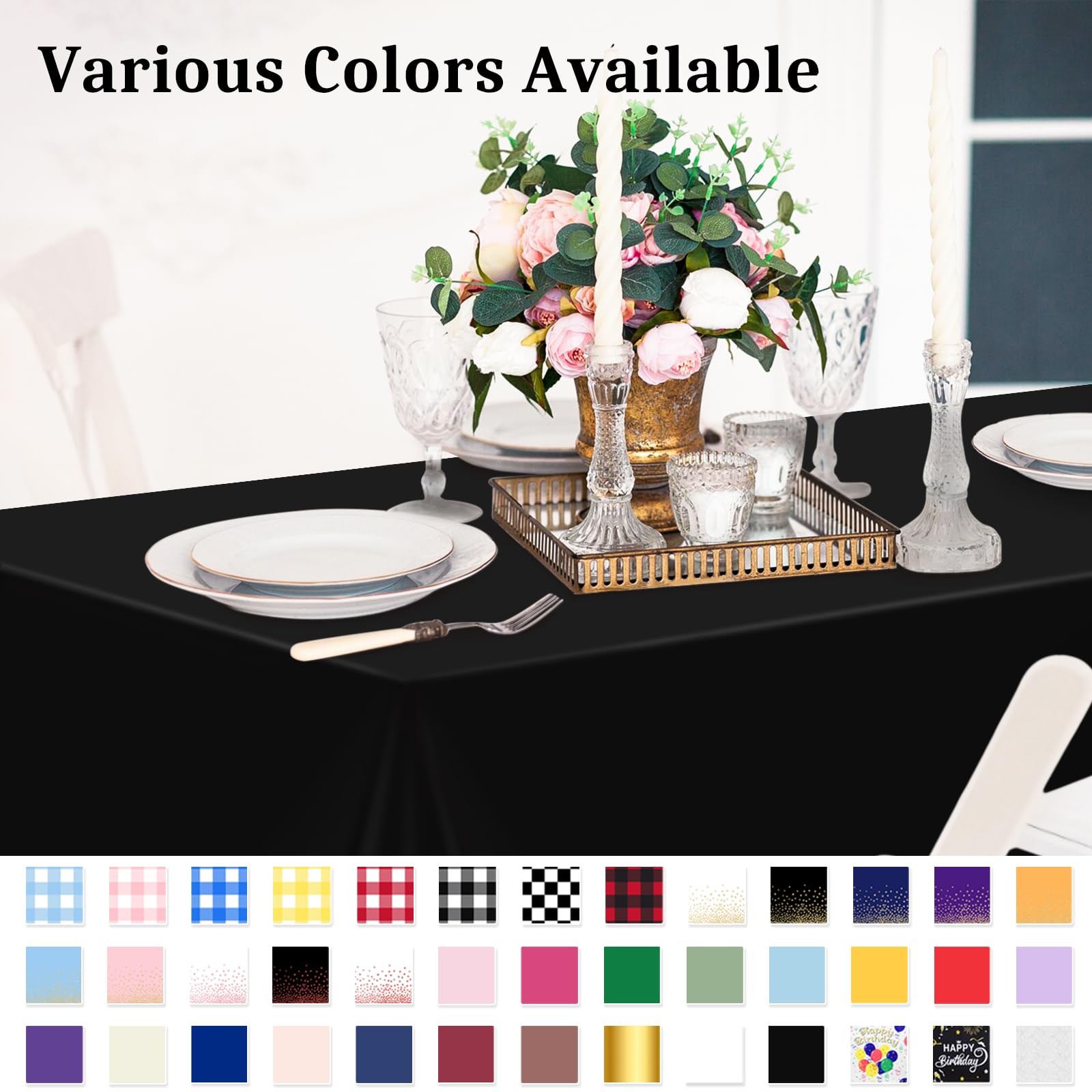 48 Pcs White Plastic Tablecloth 84 Inches Round White Tablecloth Disposable Plastic Waterproof Table Cover for Outdoor Picnic, Kitchen, Holiday Birthday Party
