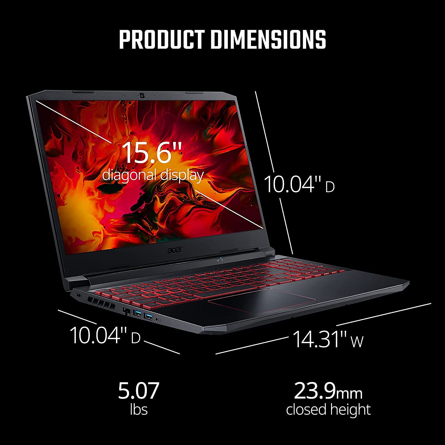 acer 2023 Nitro 5 Gaming Laptop 15.6" FHD 144Hz IPS Display Intel 4-Core i5-10300H 16GB DDR4 512GB NVMe SSD 1TB HDD NVIDIA GeForce RTX 3050TI WiFi AX USB-C HDMI2.0 Backlit Windows 10 w/RE USB Drive