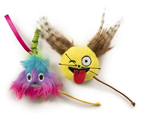 SmartyKat (2 Count Mouse Moods Emoji Wink Face & Rainbow Poop Plush Catnip Cat Toys - Multi Color, 2 Count