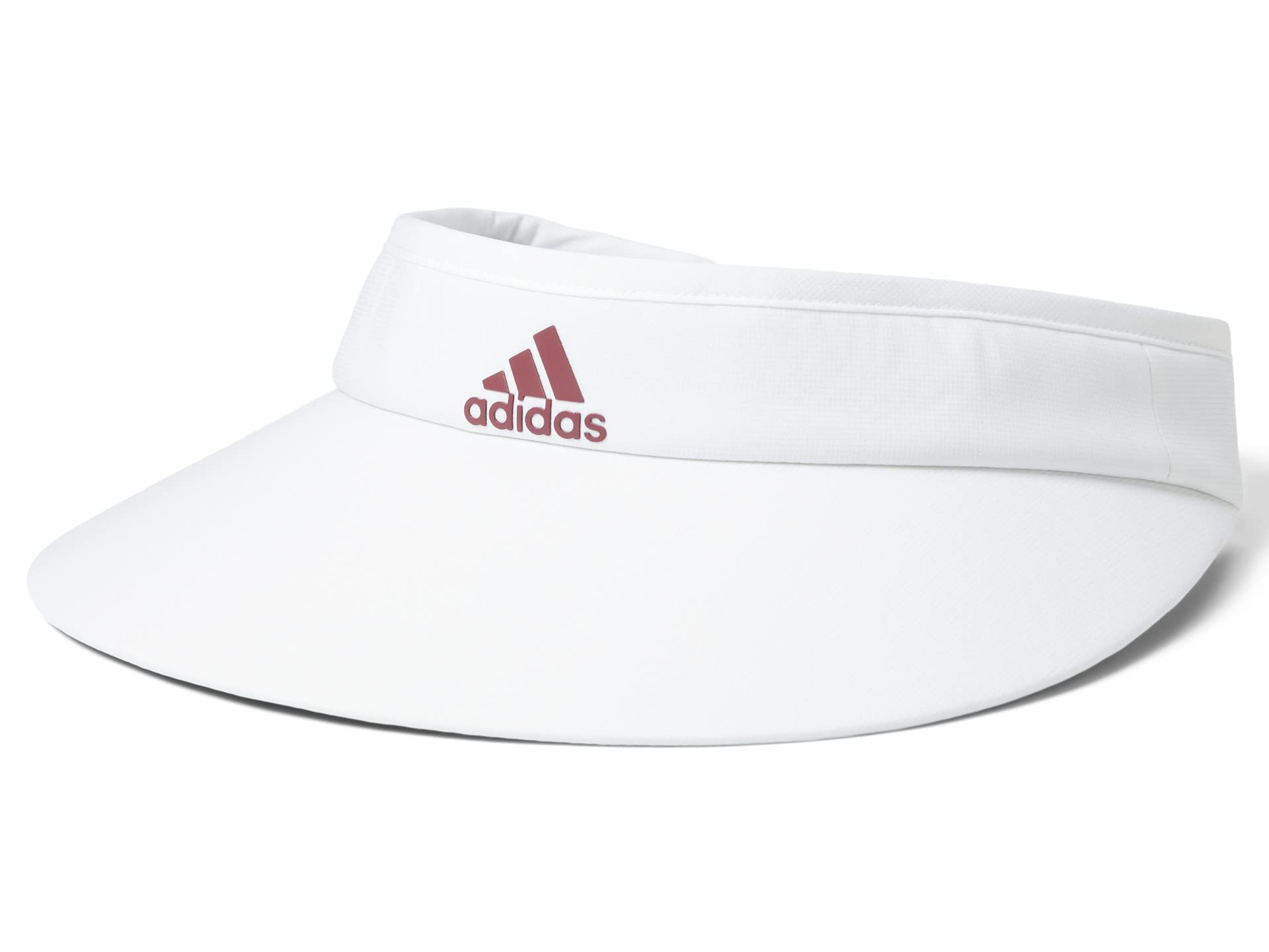 adidas Standard Wide Brim Tour Visor, White/Quiet Crimson, One Size