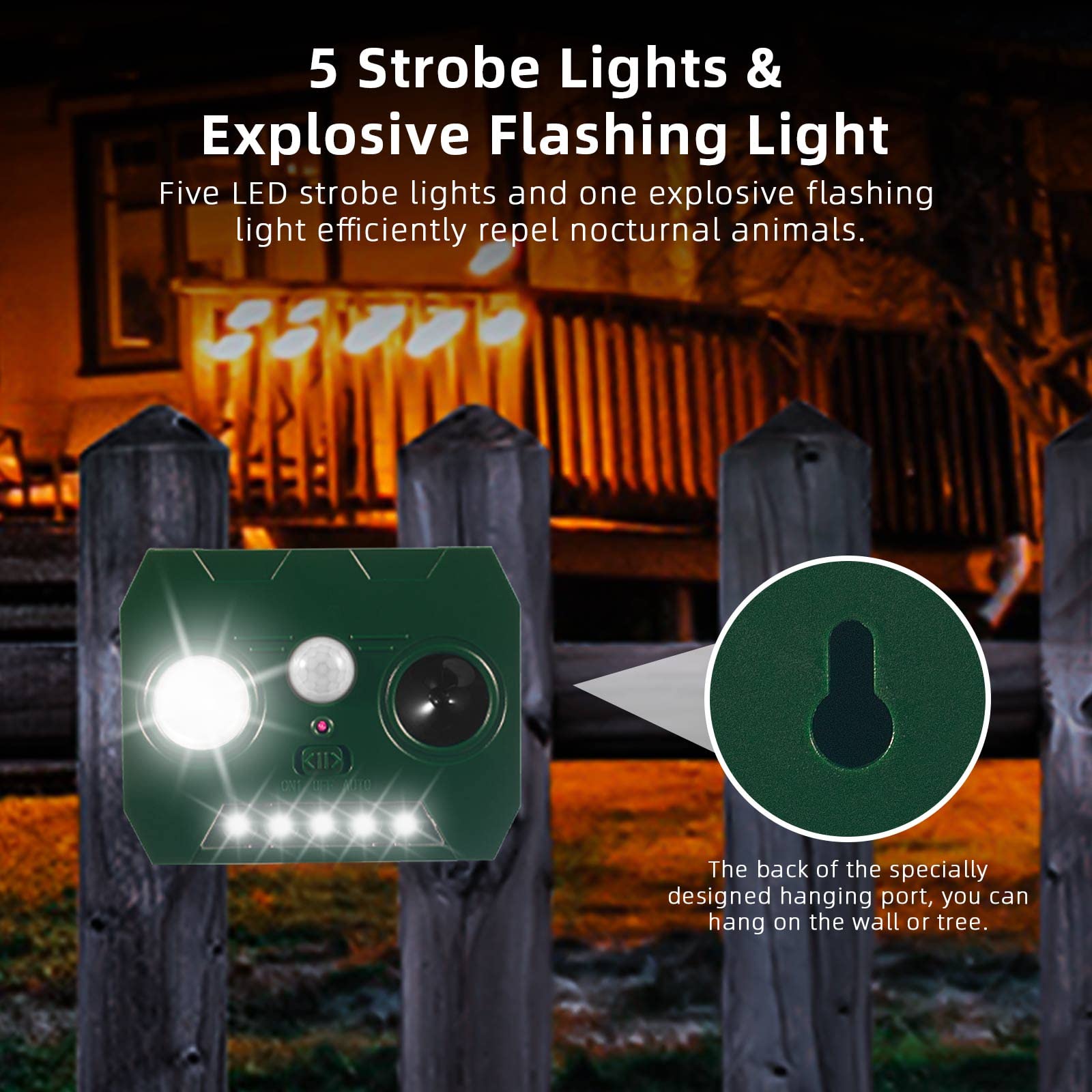 4 Pcs Solar Ultrasonic Animal Repellent Outdoor Waterproof Animal Deterrent Devices with Motion Sensor & 5 Strobe Lights & Explosive Flash Light & Speaker for Stray Cat Deer Dog Rabbit Raccoon Coyote