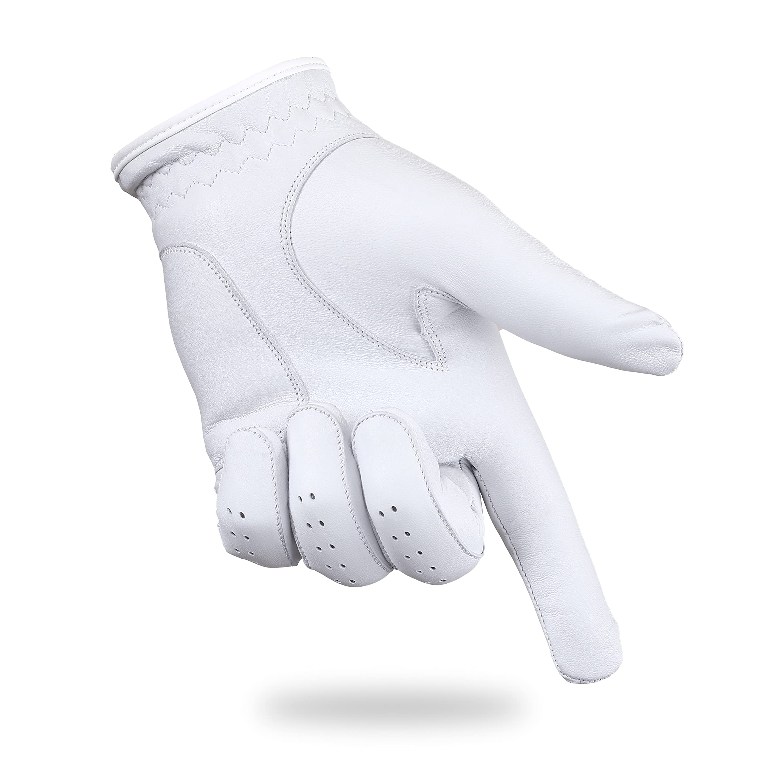 ADIX Sports - 1 Piece Single Left Hand Golf Unisex Premium Leather Golf Glove - Color White (Extra Small)