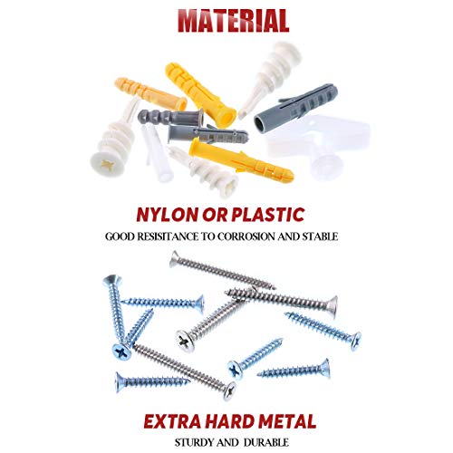 Hilitchi 212-Pcs [11-Sizes] Plastic Drywall and Hollow-Wall Anchor with Screws Assortment Kit, Wall Anchor Hooks Toggle Set