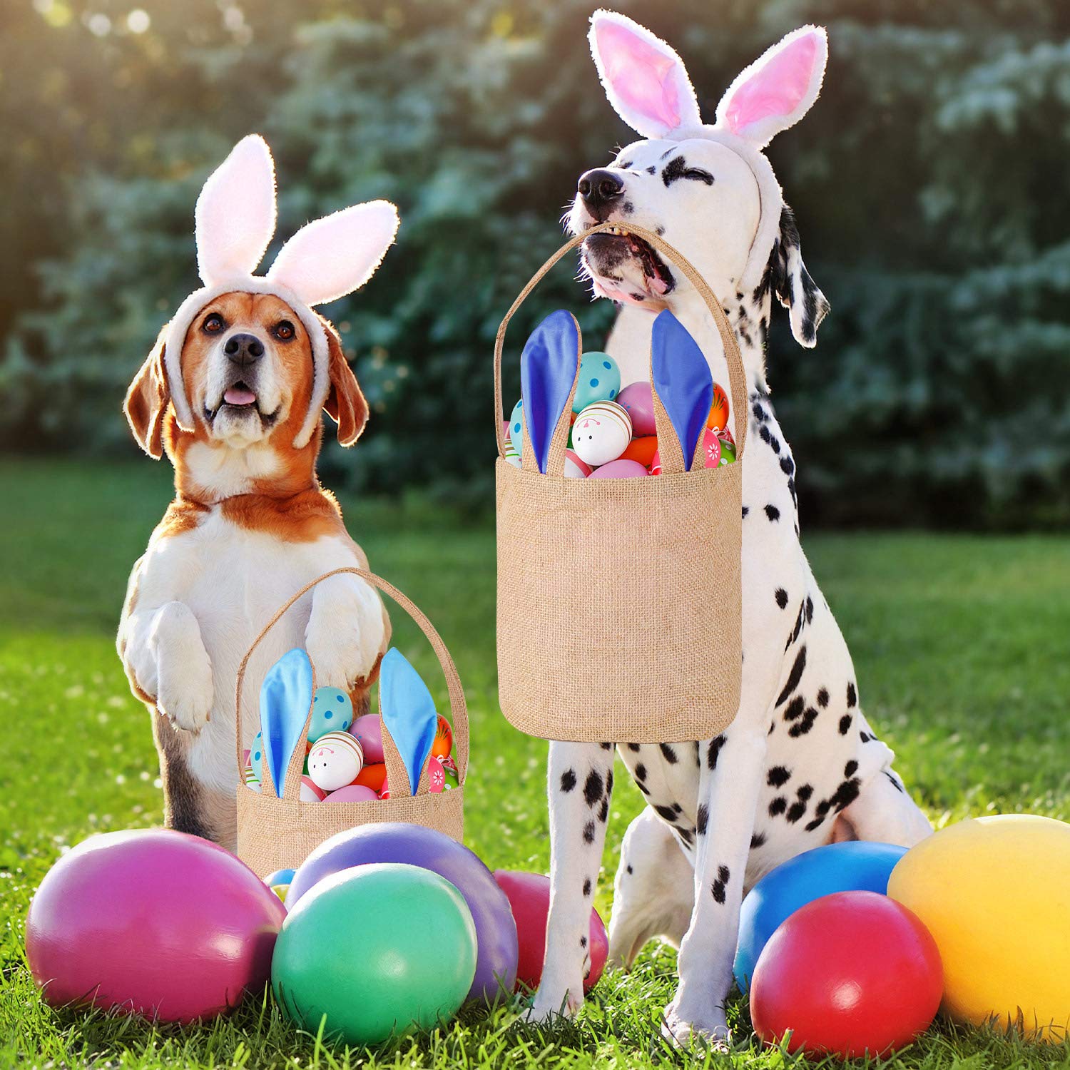 4pack Huge Easter Bunny Bags Easter Kids Gift Basket Bunny Ear Tote Bags for Easter Party