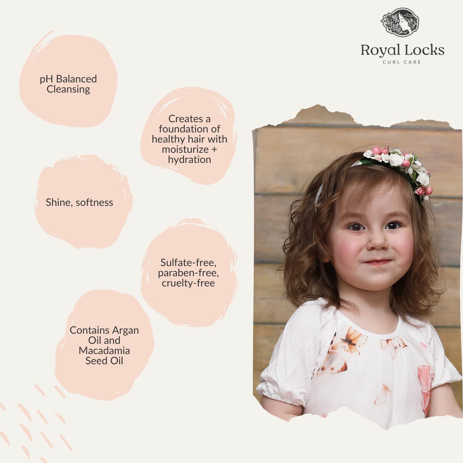 Curly Hair Shampoo by Royal Locks . Clean Curls is Sulphate and Paraben Free . Gentle and hydrating for curly , dry , damaged , grey , permed , or fine hair.