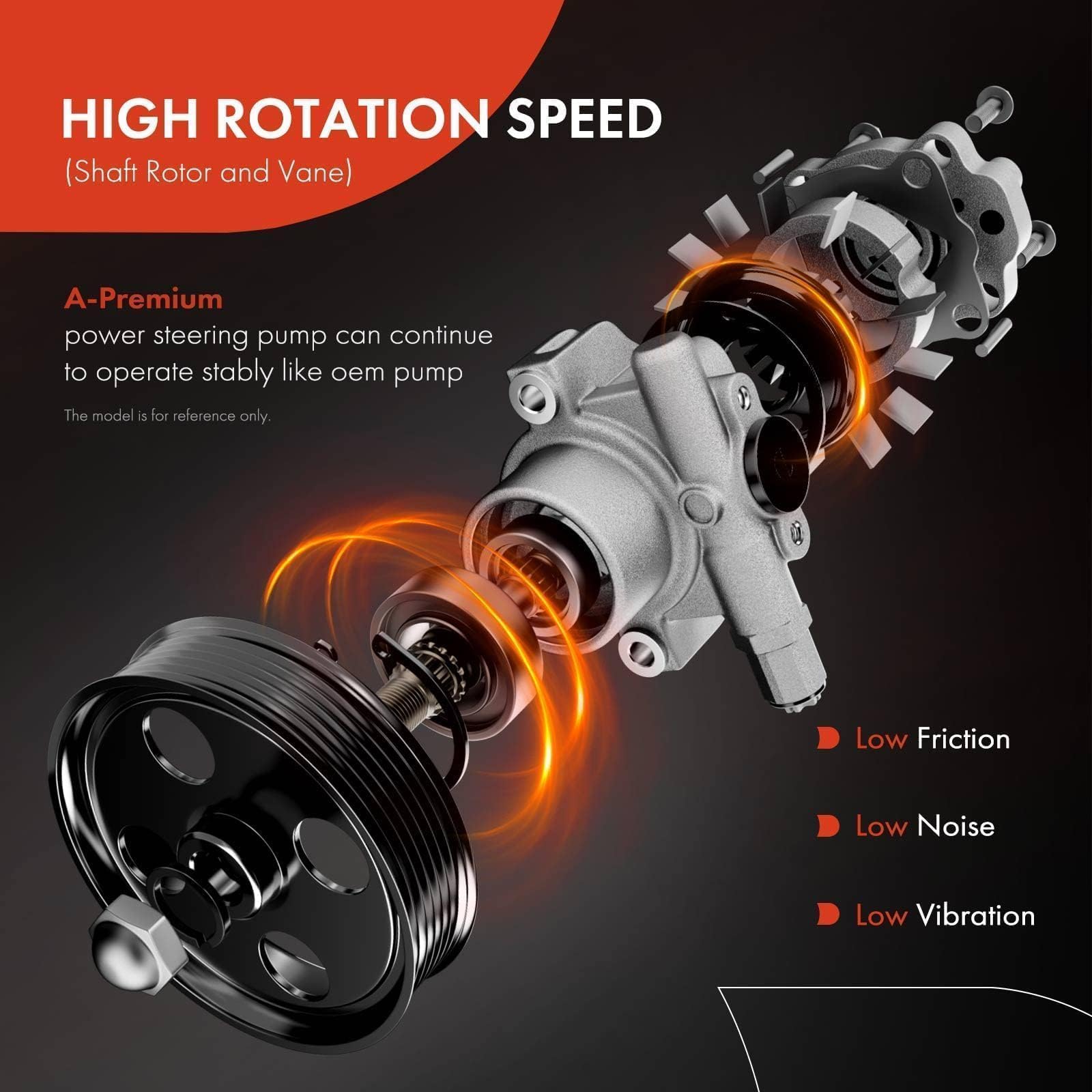 A-Premium Power Steering Pump, with Pulley & Reservoir, Compatible with Ford Focus 2006-2011, Transit Connect 2010-2011, 2.0L 2.3L 2.5L Gas, Replace # N7120153, 6S4Z3A674A