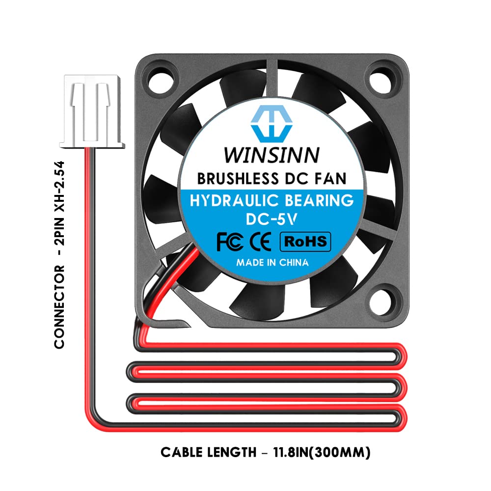 WINSINN DC 20mm Fan 5V 2006 Hydraulic Bearing Brushless Cooling 20mmx6mm 2PIN (Pack of 2Pcs)