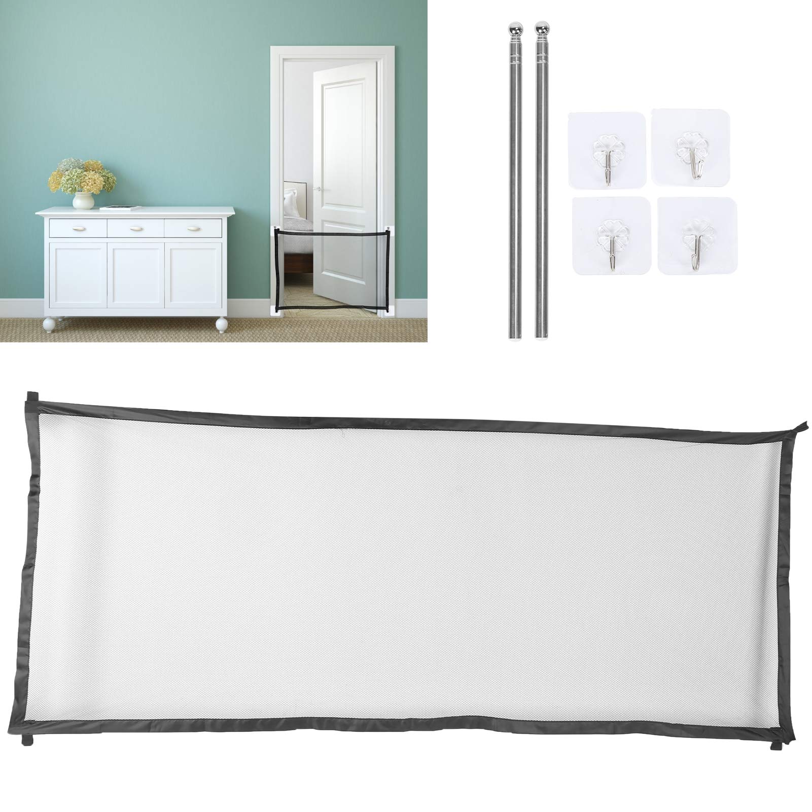 Jacksing Safty Baby Gate, Baby Door Gate Baby Gate Retractable Doorway Baby Gate for Indoor(L)