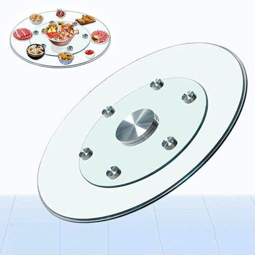 8mm Lazy Susan Turntable 28in Round Tabletop Rotating Serving Plate with Swivel Assist System Base,Heavy Duty Tempered Glass Rotating Plate for Kitchen/Parties ( Color : Clear , Size : 110cm(43in) )