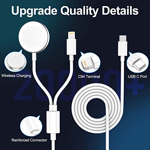 Apple Watch Charger,2023 Upgraded 2 in 1 iPhone and iWatch Wireless Magnetic Fast Charging Cable 6FT with USB-C Charger Block Compatible with Apple Watch Series SE/8/7/6/5/4/3/2/1 & iPhone 14/13/12/11