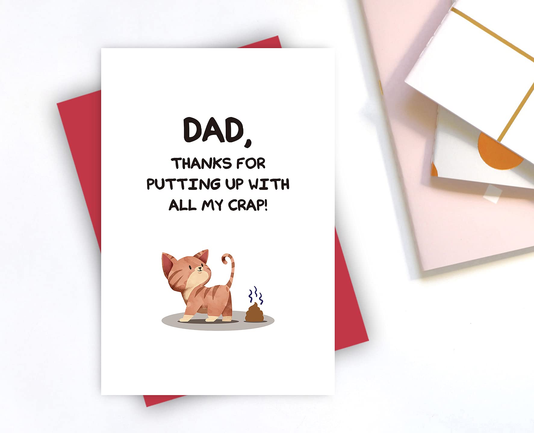 Alzombi Funny Cat Father's Day Card from Daughter Son, Cute Cat Birthday Card for Dad, Thank You Card for Daddy