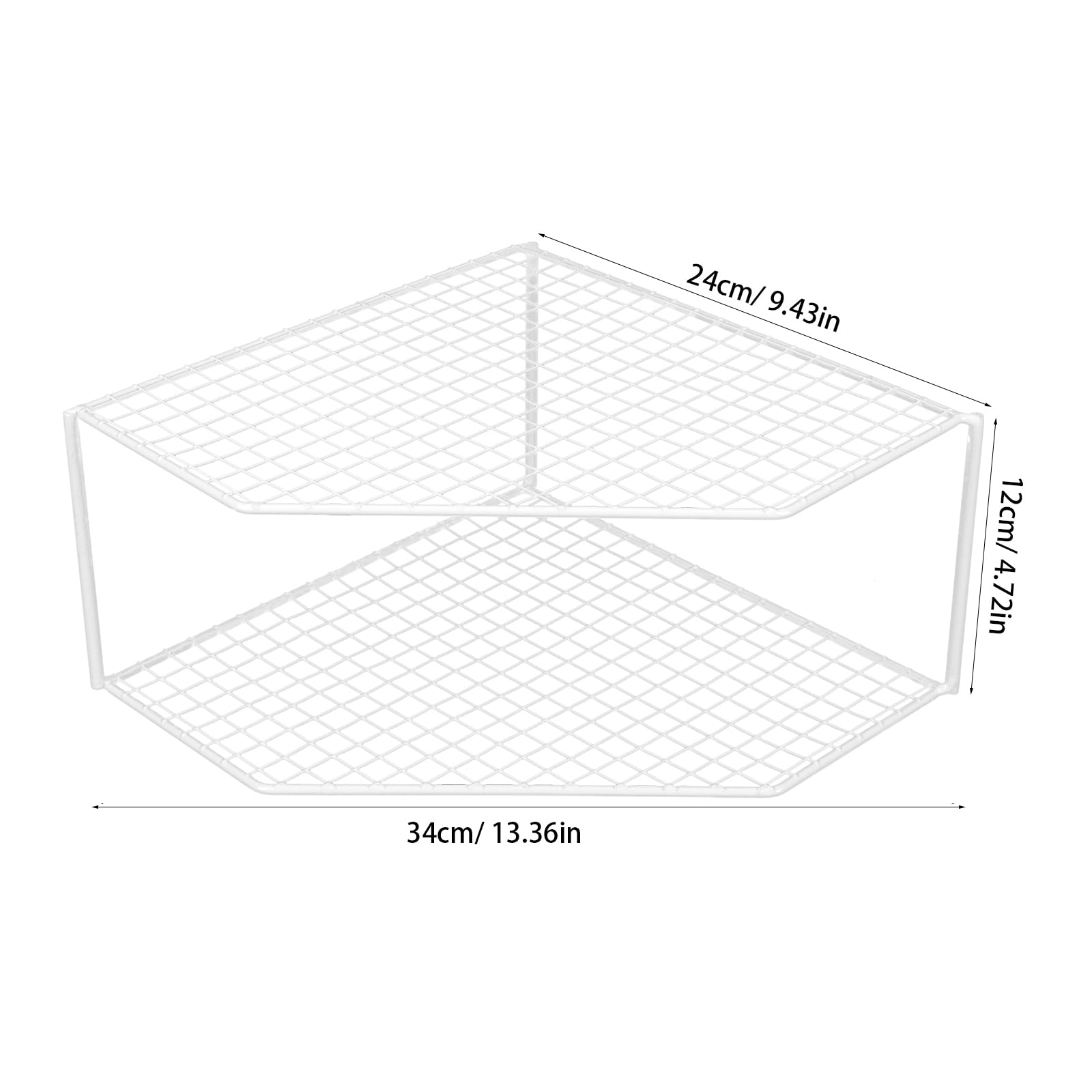 Amosfun Kitchen Countertop Corner Shelf Rack: 2-Tier Metal Wire Plate Dish Organizer Cabinet Corner Stand Rack 9.4x4.7x13.4 Inch