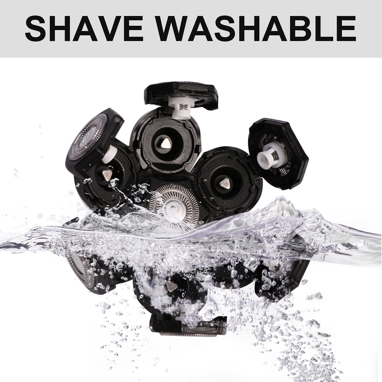 7 Heads Electric Shaver Blades, Floating Washable Blade Electric Razor Shaver Head Replacement For Men (Black2)