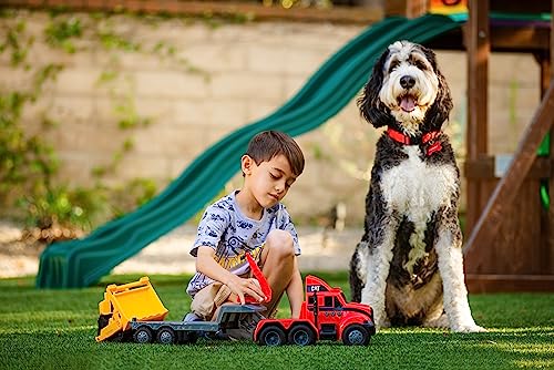 CAT Construction Toys, Heavy Movers, Semi Firetruck and Trailer with Bulldozer, Lights & Sounds, Ages 3 and up