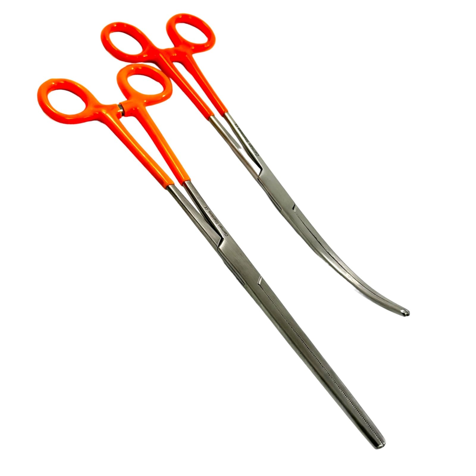 German Stainless Straight + Curved Hemostat Forceps, Hemostat Forceps clamp 10" (Cynamed Brand) set of 2 ea …