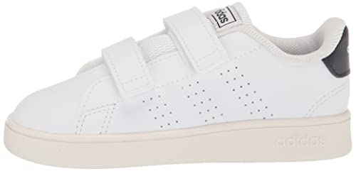 adidas unisex child Advantage Sneaker, White/Ink/Cloud White, 3 Little Kid US