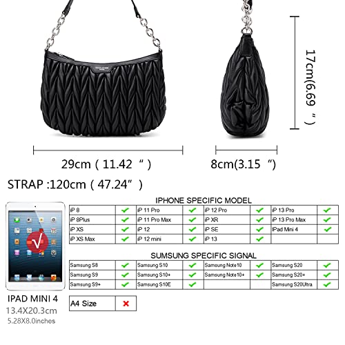 DAVIDJONES Women's Chevron Quilted Shoulder Bag,Faux Leather Small Crossbody Satchel Bags for Women with Chain Purse Strap