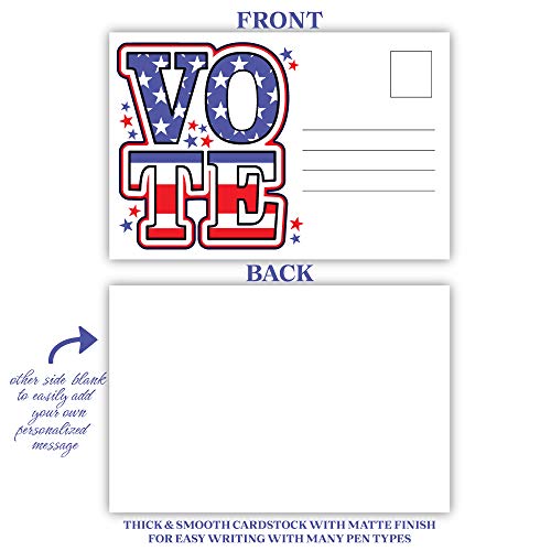m&h invites 100 Vote Postcards - Patriotic Blank Postcards for Voting Campaign
