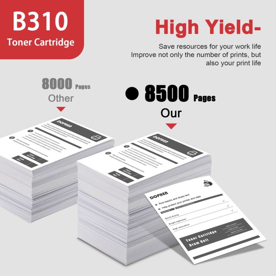 B310 Black Toner Cartridge 006R04377: Dophen 1 Pack High Capacity 006R04377 Toner Replacement for B305 B310 B315 Printer