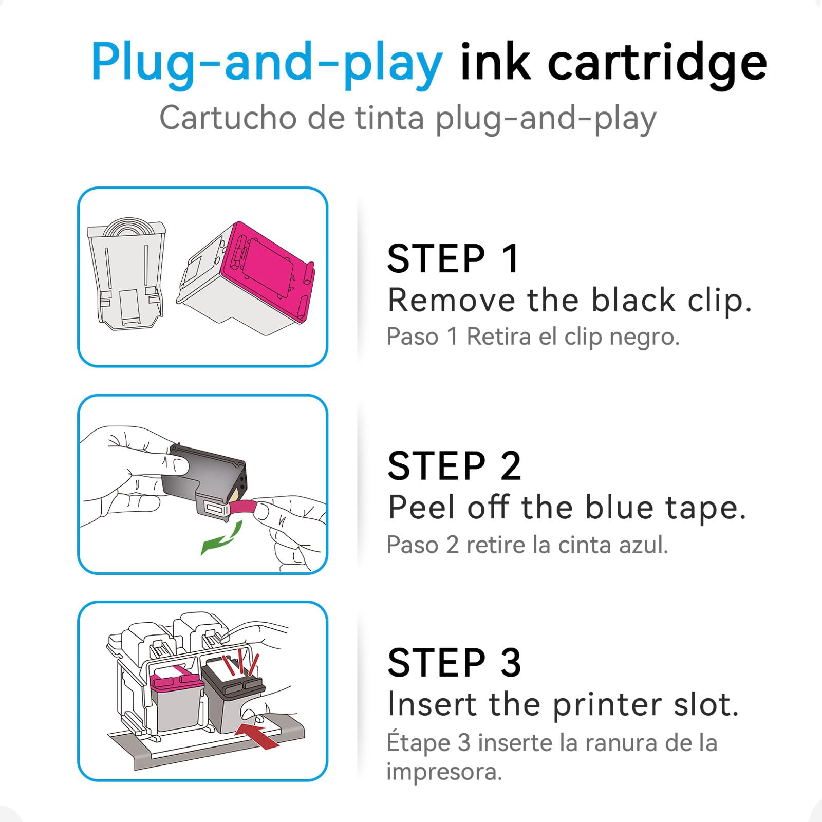 63XXL Compatible Ink Cartridge Replacement for HP 63XL Black Color Combo Pack 63 Work for HP OfficeJet 3830 4650 5255 Envy 4520 4510 DeskJet 1112 3630 Printer
