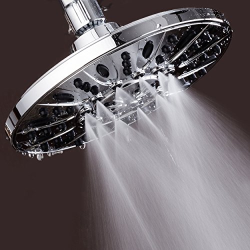 AquaDance Chrome High Pressure 6-Setting, 7" Rainfall Shower Head β Tested to Meet US Quality Standards, Angle-Adjustable, with Tool-Free Installation Finish