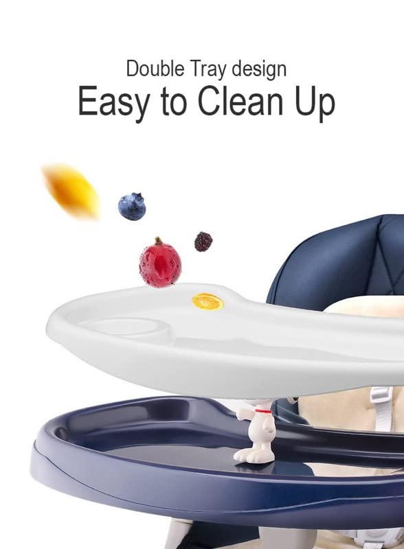 Adjustable High Chair for Babies & Toddlers - Detachable Tray Liner - Easy Cleaning - Adjusts as Child Grows - Reclines for Bottle Feeding - Adjusts to 6 Different Heights - 4 Locking Wheels
