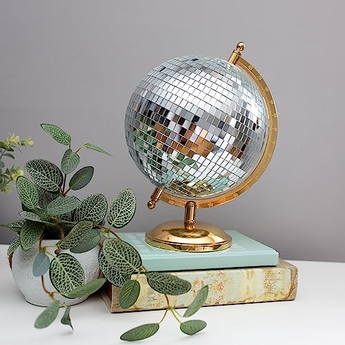 ALARA Designs Disco Ball – Unique Disco Ball Décor Globe – Luxurious Light Reflecting Desk Globe – Gold and Mirror World Globe – Fully Rotating Mini Disco Ball – Fun and Cool Design – 11 x 8 inch