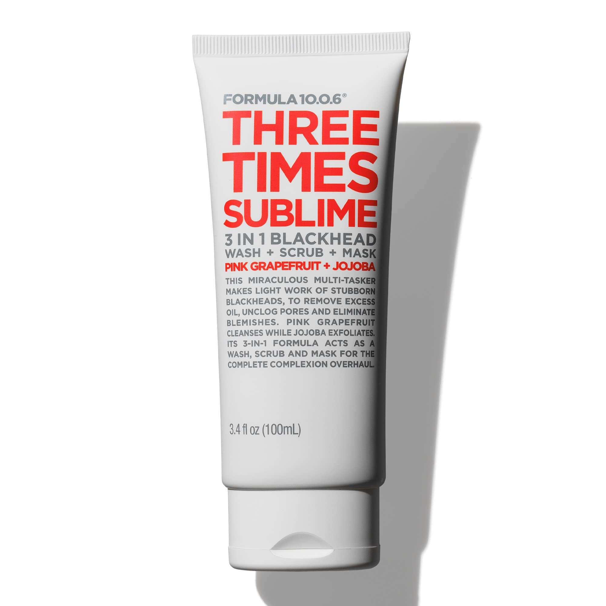 FORMULA 10.0.6 Three Times Sublime Facial Mask 3 in 1 Blackhead Wash Scrub & Mask 3.4 fl oz (100ml)