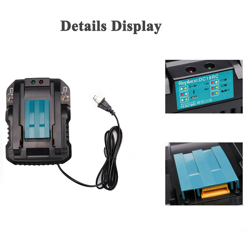4A DC18RC Li-Ion Battery Charger for Makita 14.4V &18V Lithium-Ion Battery Power Supply for BL1830 BL1840 BL1850 BL1815 BL1430 Power Tools (4A)