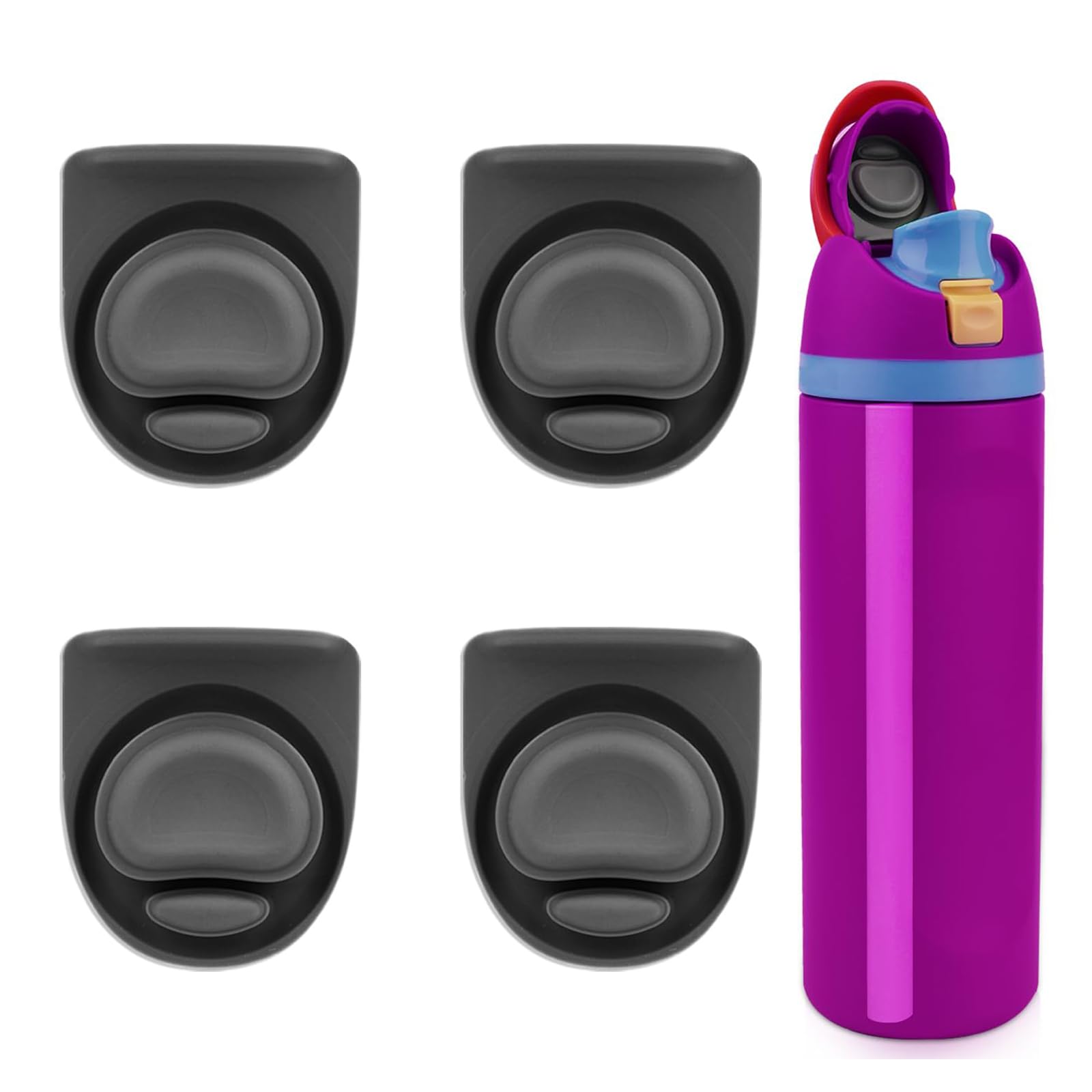 4pcs Bottle Replacement Stopper, Water Bottle Top Lid Compatible with Owala FreeSip 24oz 32oz, Bottle Gasket Silicone Plug Accessory for Owala 19/24/32/40oz BPA-Free Seal Bottle Cap Mouth