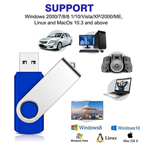 64GB Flash Drive, JEVDES 3 Pack Swivel Data Storage USB Flash Drive USB 2.0 Flash Drive Thumb Drives with LED Indicator, Jump Drive Zip Drive Memory Sticks (3 Mixed Color with Lanyards)