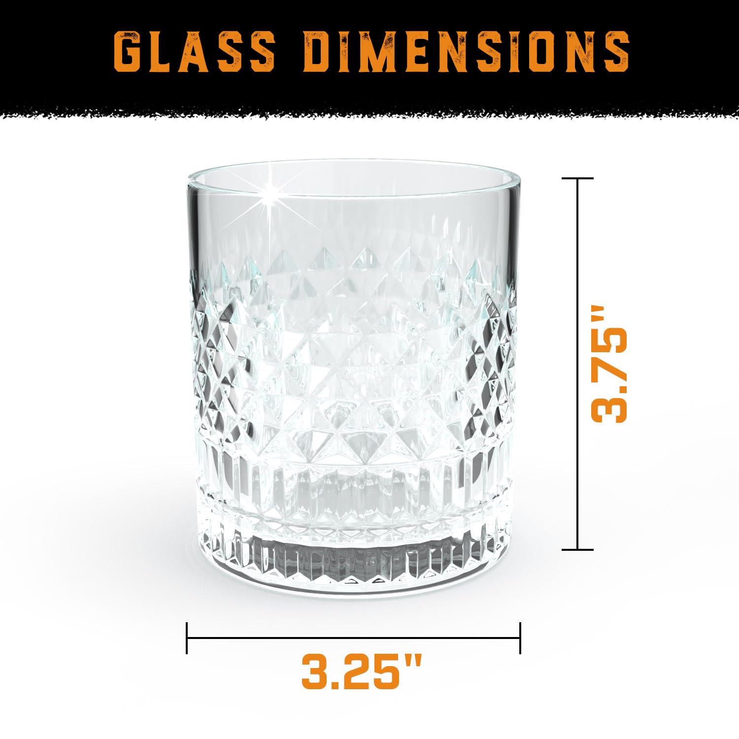 Aged & Charred Old Fashioned Whiskey Glasses Set of 4 - Premium Crystalline Bourbon Glass - Scotch Glasses Sophisticated Design - Elegant Gift Box