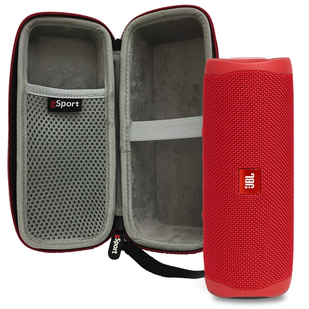 JBL FLIP 5 Portable Speaker IPX7 Waterproof Bundle with gSport Deluxe Hardshell Case (Red)