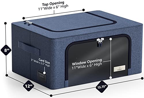 Sorbus Storage Bins with Metal Frame - Stackable & Foldable Clothes Organizer Bags - Oxford Fabric Storage Containers with Large Clear Window & Carry Handles, Organization for Bedroom, Closet, Bedding, Linens, sheet, Pillow, Blanket, Clothes, Books, and t