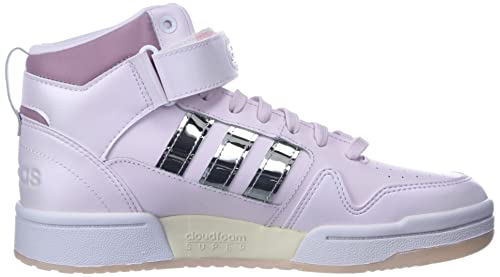adidas Women's Postmove Mid Basketball Shoe, Almost Pink/Silver Metallic/Magic Mauve, 7