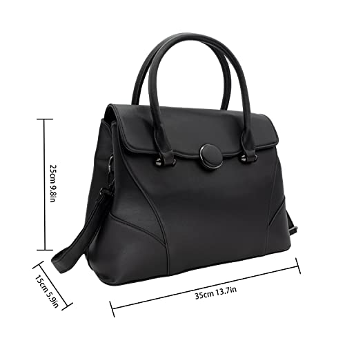 Adirva Handbags for Women, PU Leather Top-Handle Bag, Designer Purse Satchel Shoulder Bags (Black)