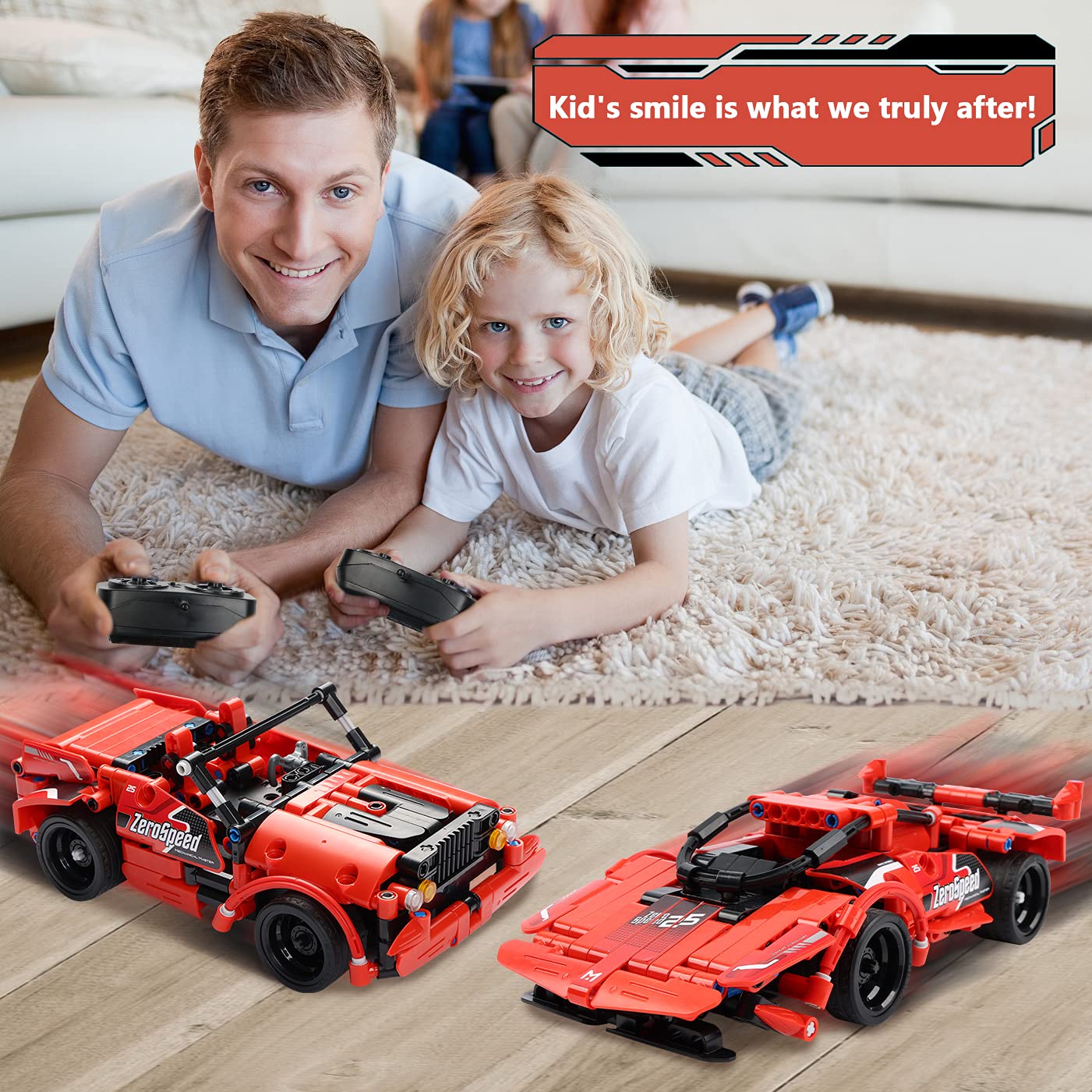 DDAI Toys for 6 7 8 9 10 11 12+ Year Old Boys STEM Building Toy 2 in 1 Remote Control Racecar Building Blocks for Kid Educational Early Learning Kits Best Gifts for Boy