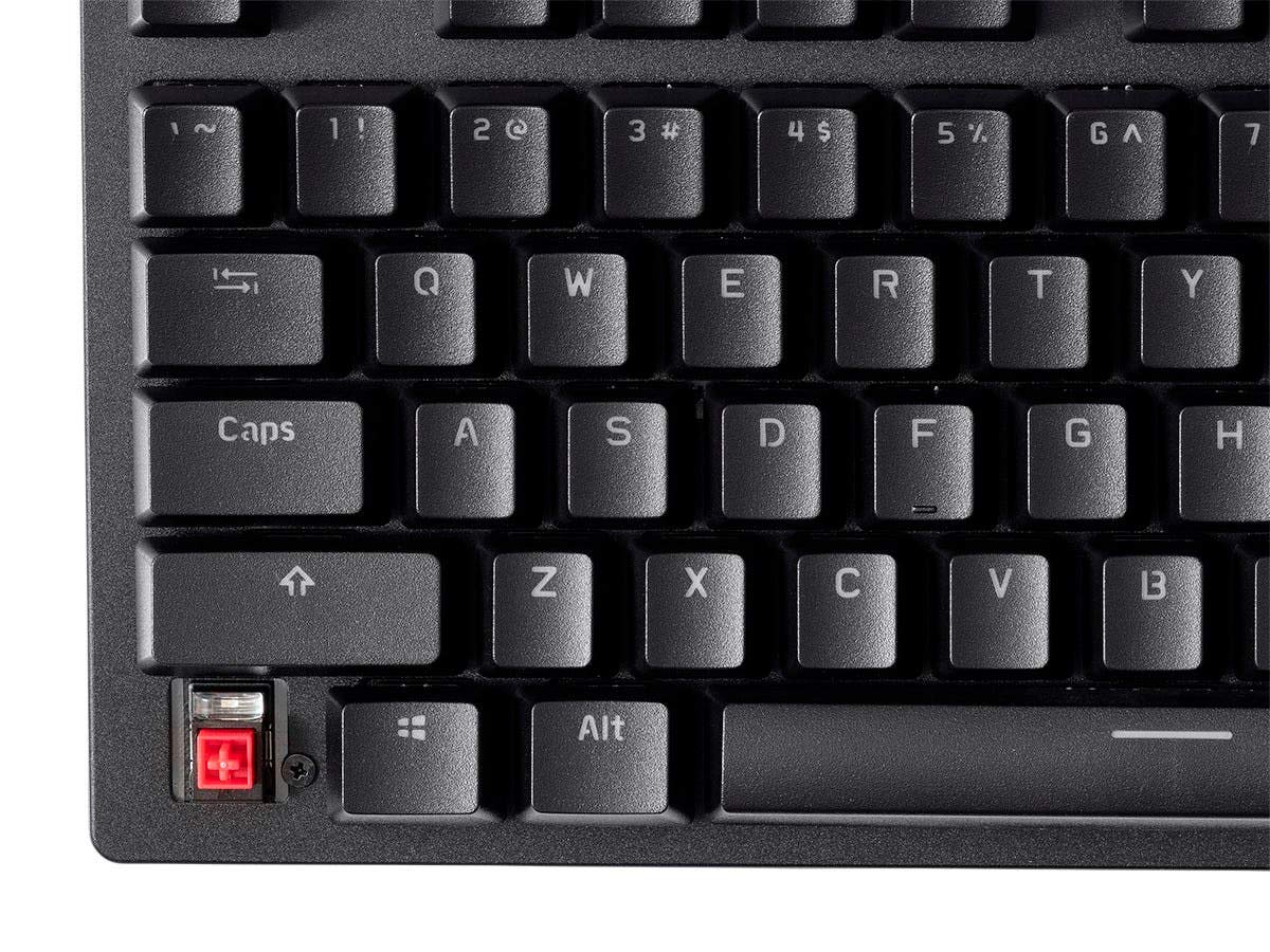 Dark Matter by Monoprice Aether Optical Mechanical Gaming Keyboard - LightStrike LK Red, RGB, IP57 Rated, Aluminum, Wired