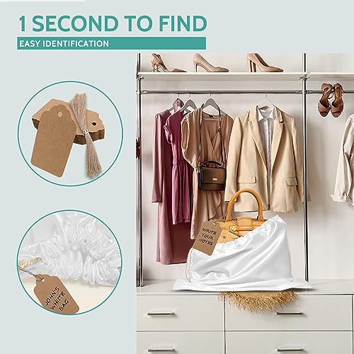 8 Pcs Silk Purse Organizer Dust Cover Drawstring Bags Shoe Bag for Travel Satin Dust Bags for Purses Handbags Shoes Boots,White(19.6 * 15.7 in)