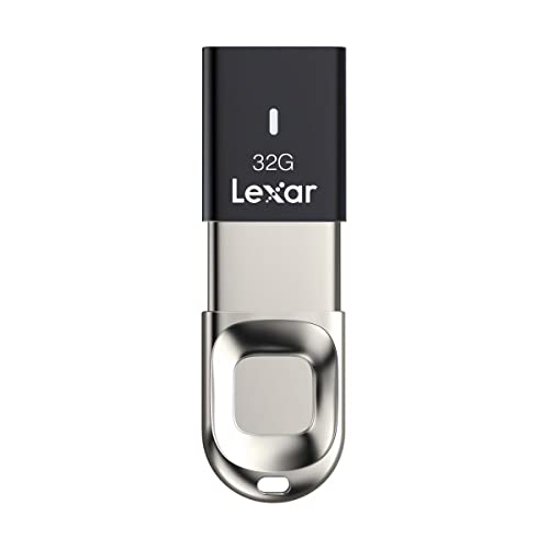 Lexar LJDF35-32GBNL Jumpdrive Fingerprint F35 32 GB USB 3.0 Flash Drive, Black/Silver