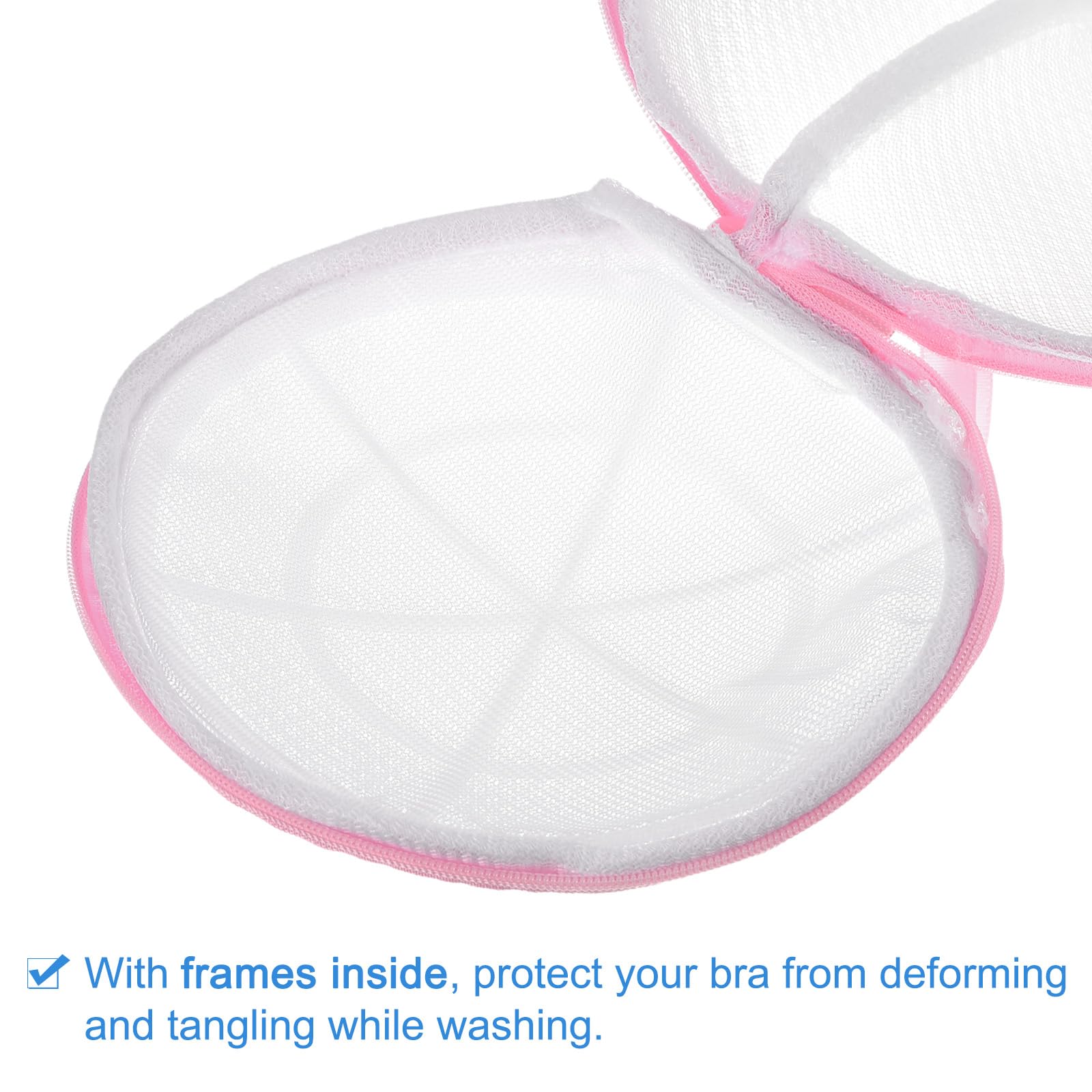 uxcell 4Pcs Bra Washing Bag, 6.3 x 6.7 Inch Cylinder Mesh Laundry Bags for Washing Machine Wash Delicate, Sock, Underwear, Gray