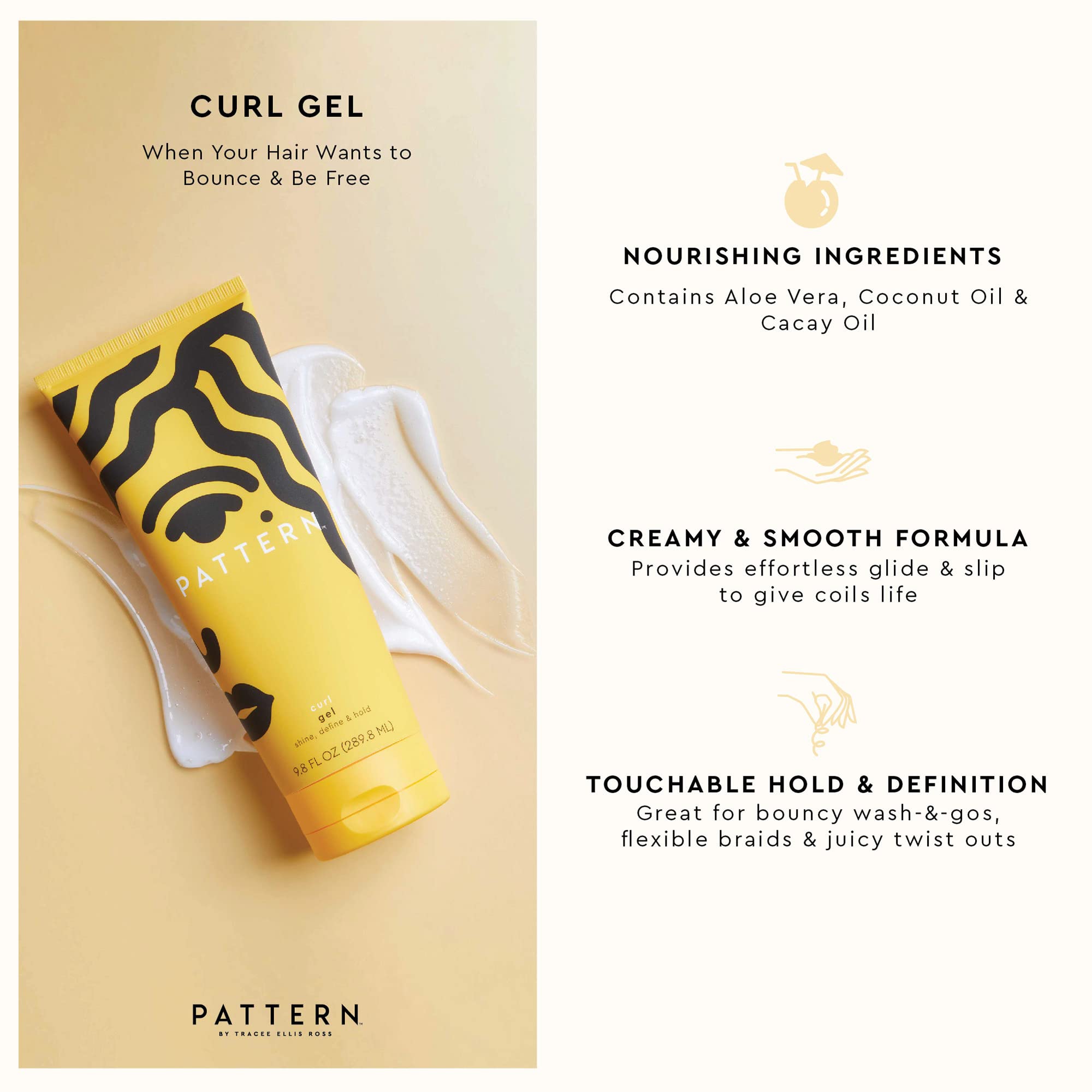 PATTERN Beauty by Tracee Ellis Ross Curl Gel, 3 Fl Oz, Travel Size, Best for Curlies, Coilies and Tight-Textured, 3a to 4c