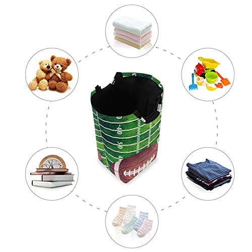 ALAZA American Football Field and Ball Laundry Basket with Handles, Durable Laundry Hamper Bag Collapsible Cloth Storage Bin for Home Bedroom Bathroom College Dorm