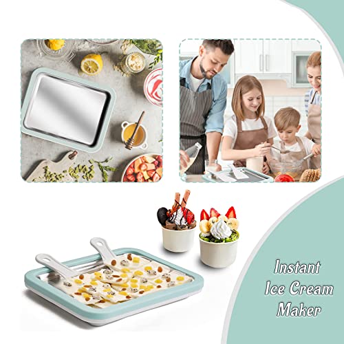 Instant Ice Cream Maker, Rolled Ice Cream Maker, Instant Gelato Pan/Roll, Homemade DIY Ice Cream for Fun Parent-Child Activities for Families White