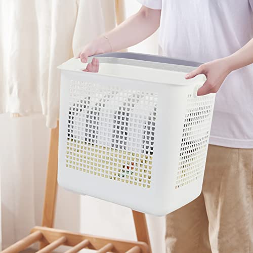 Bringer 35 L Plastic Laundry Baskets with Handle, 4-Pack Dirty Laundry Hamper, White